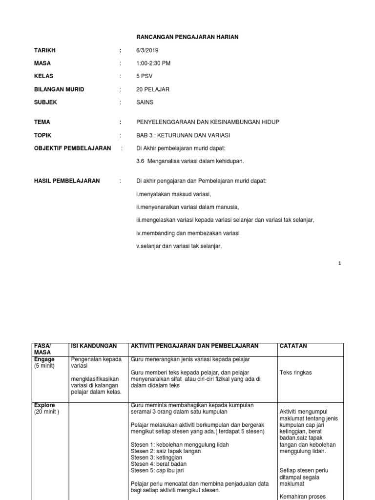 RPH 5e Variasi | PDF