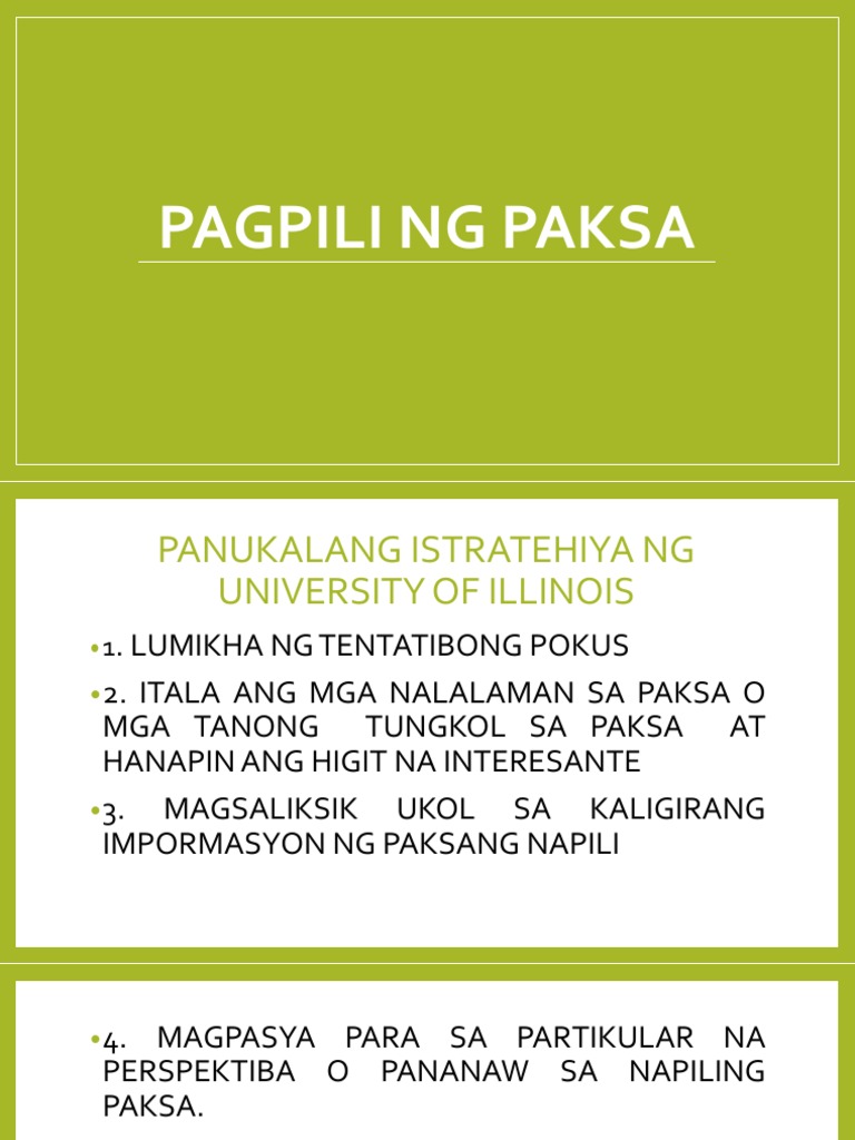 Pagpili NG Paksa | PDF