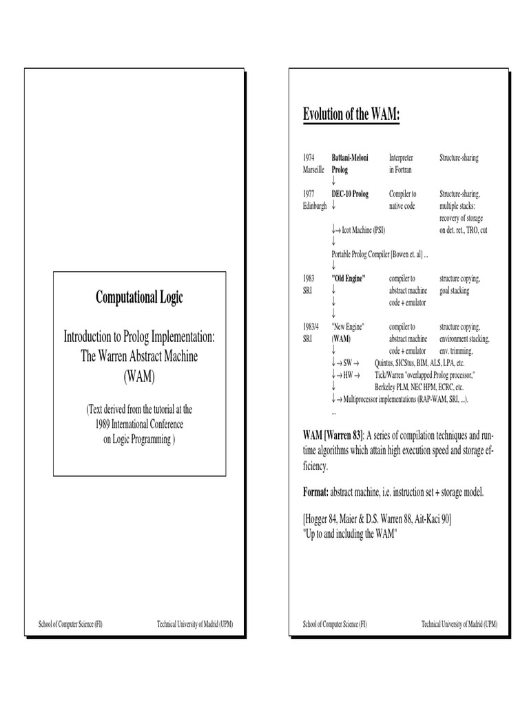 Evolution of The WAM:: Introduction To Prolog Implementation: The Warren Abstract Machine (WAM ...