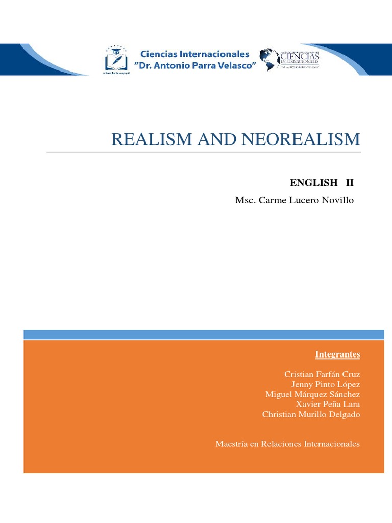 REALISM AND NEOREALISM IN INTERNATIONAL RELATIONS | PDF | Global ...
