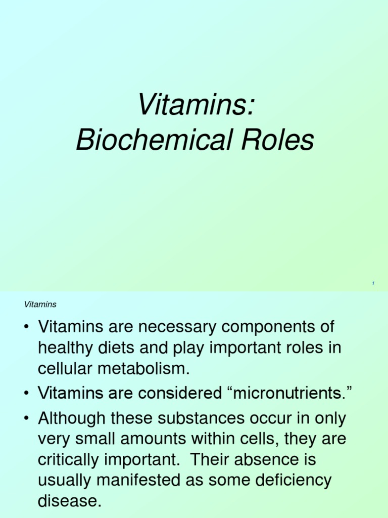 The Biochemical Roles of Vitamins: An In-Depth Exploration of Vitamin ...