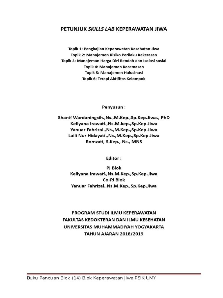 Panduan Skillslab Keperawatan Jiwa 2019 | PDF | Pengembangan Diri