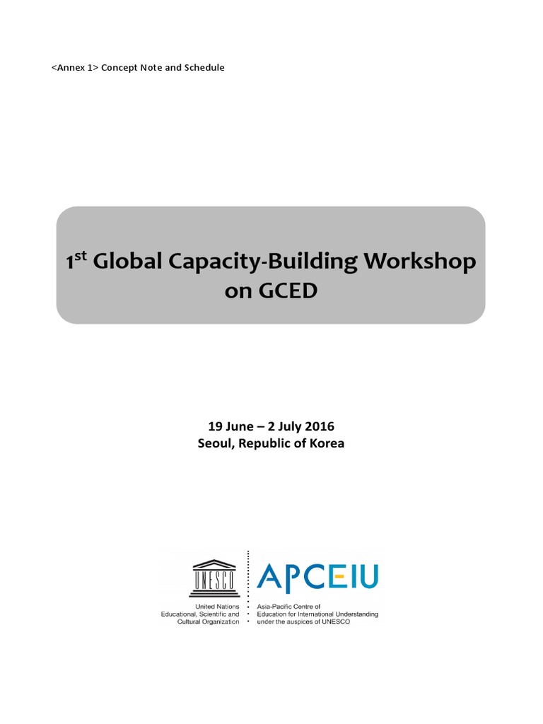 1 Global Capacity-Building Workshop On Gced: Concept Note and Schedule ...
