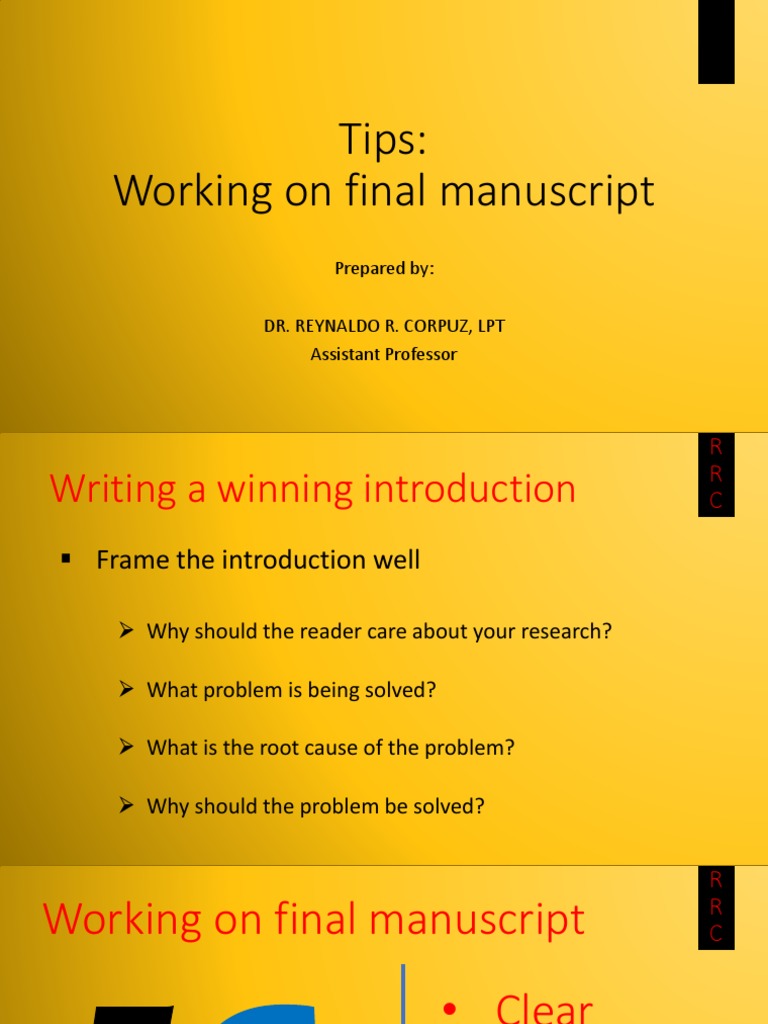 Tips: Working On Final Manuscript: Prepared by | PDF