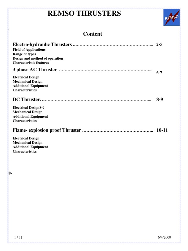 Eldro Thruster Brake Catalouge | PDF | Alternating Current | Rocket Engine