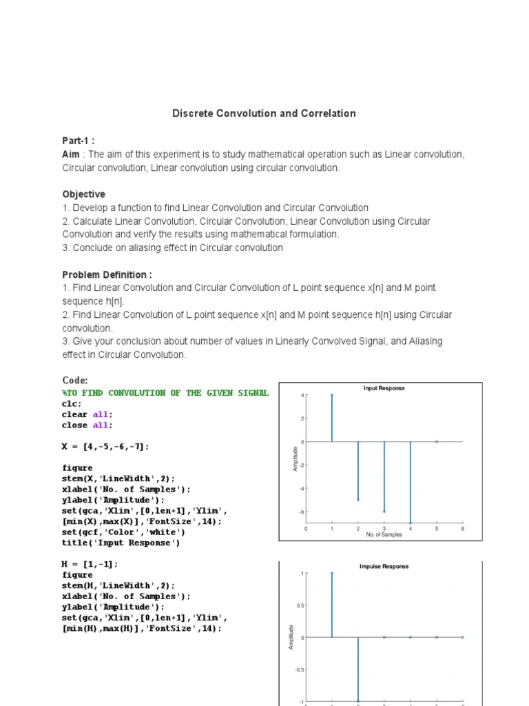 Discrete Convolution and Correlation: Part-1: Aim | PDF | Signal ...