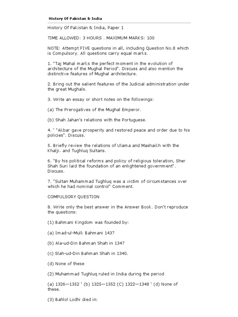 History of Pakistan & India - CSS Forums | PDF | Mughal Empire | Pakistan