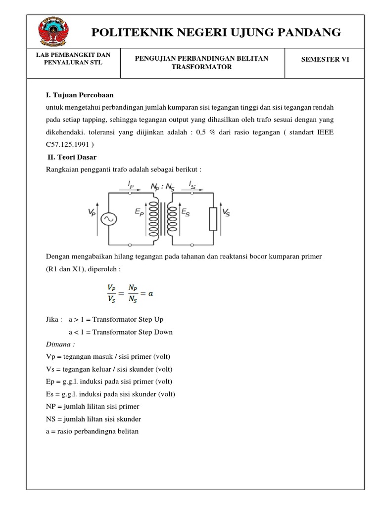 Pengujian Perbandingan Belitan Transformator | PDF