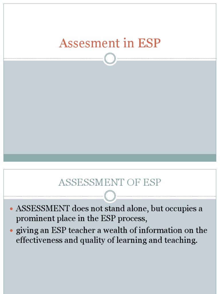 Assesment in ESP | PDF | Educational Assessment | Education Theory