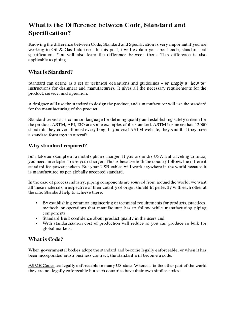 Difference Between Code, Standard Amd Specification PDF | PDF ...