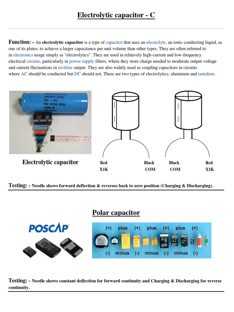 Electrolytic Capacitor - C: Function | Download Free PDF | Bipolar ...