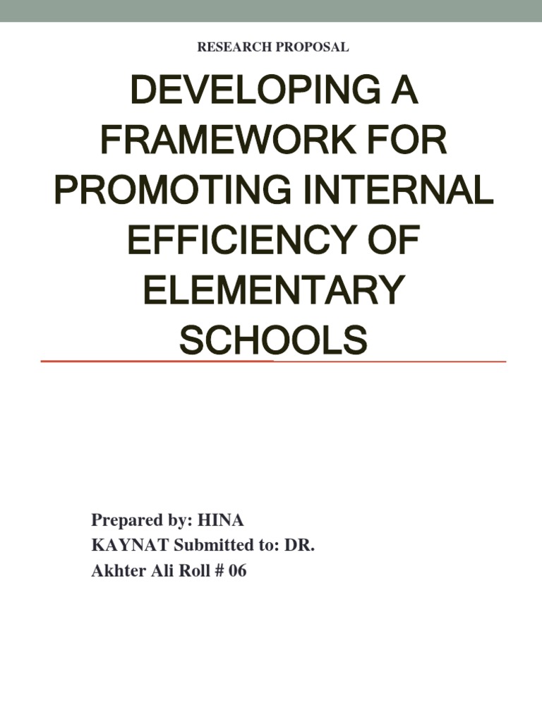 Developing an Implementable Framework for Promoting Internal Efficiency in Elementary Schools of ...