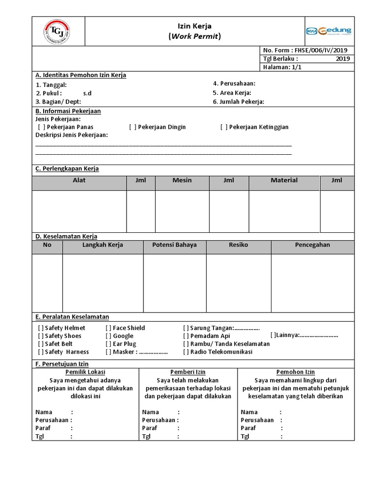 Form Work Permit | PDF