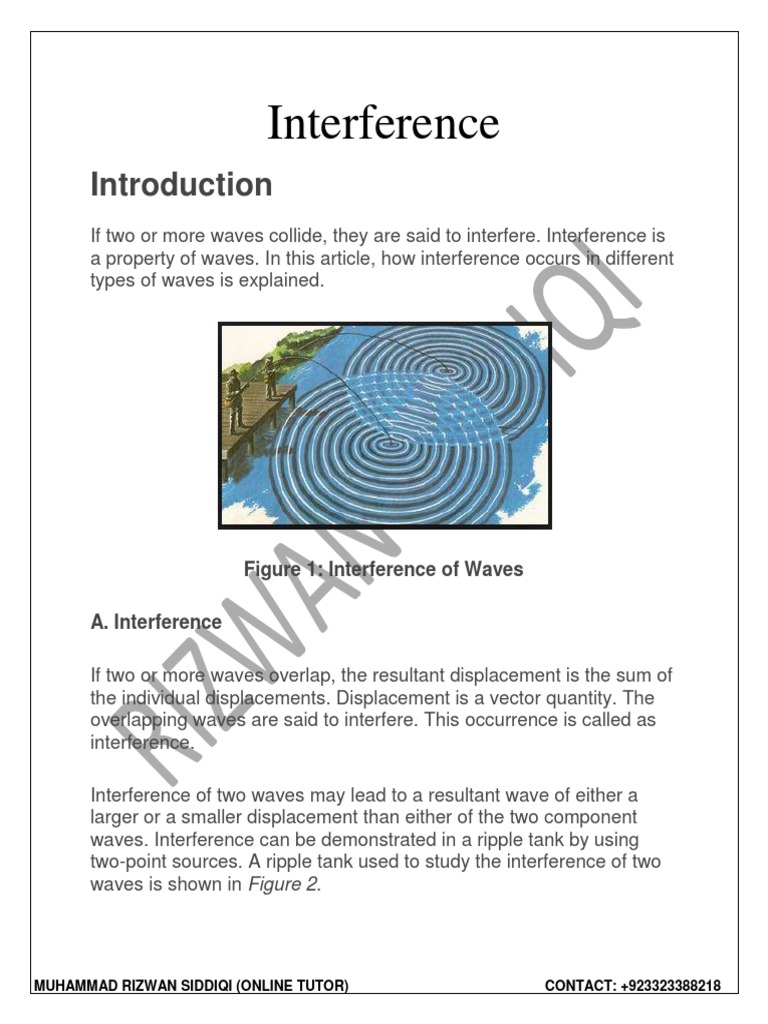 Interference: Figure 1: Interference of Waves A. Interference | PDF ...