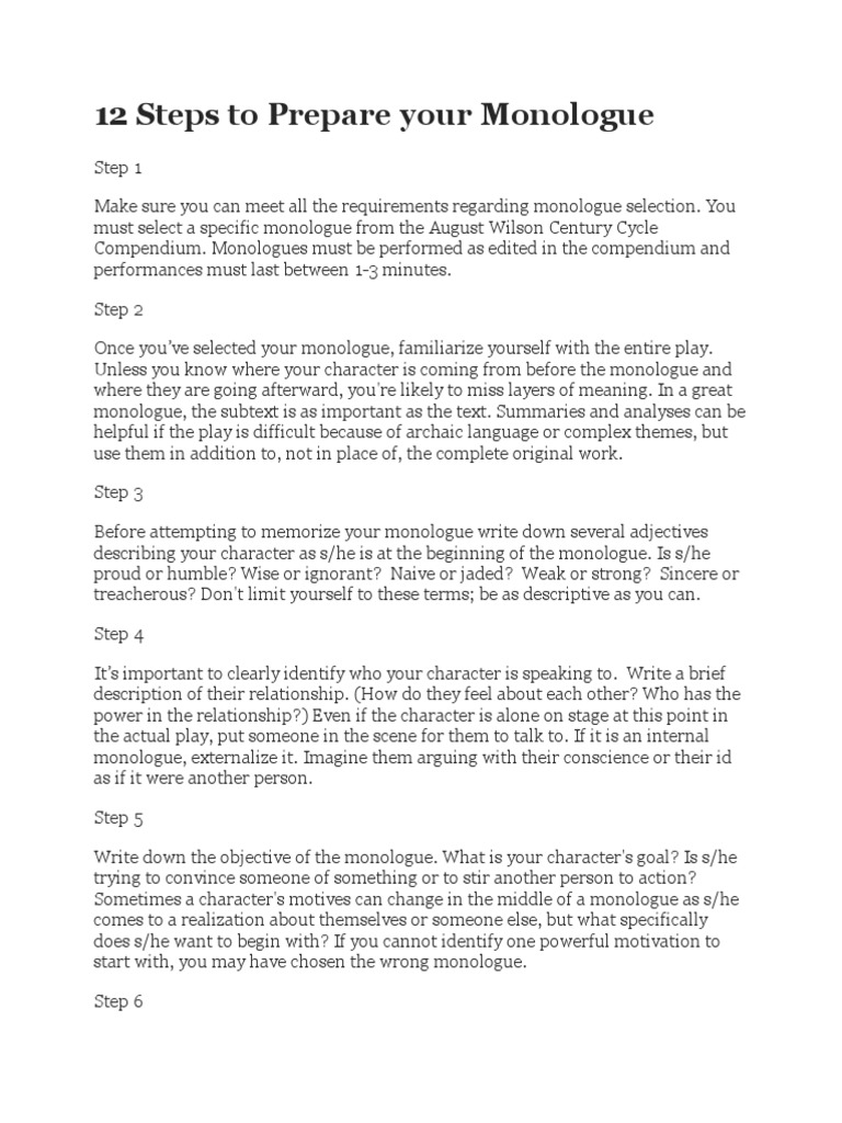 12 Steps To Prepare Your Monologue PDF | PDF | Memory | Learning