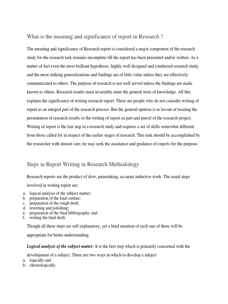 Significance of Report in RM | PDF | Hypothesis | Data Analysis