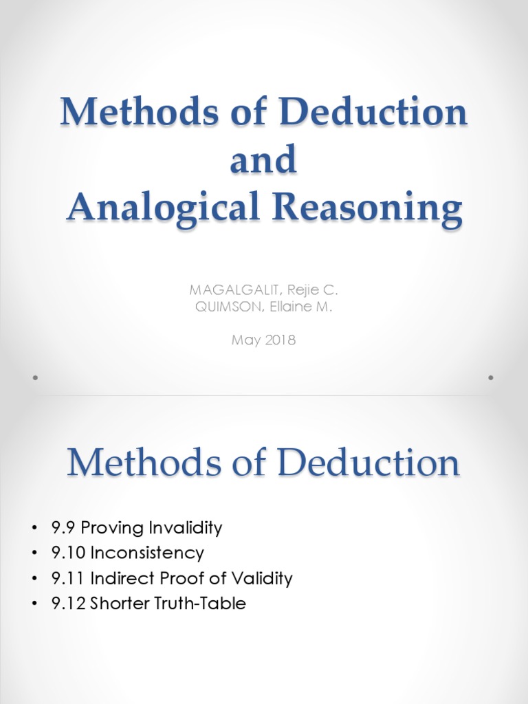 Deductive Reasoning Methods | PDF | Argument | Deductive Reasoning