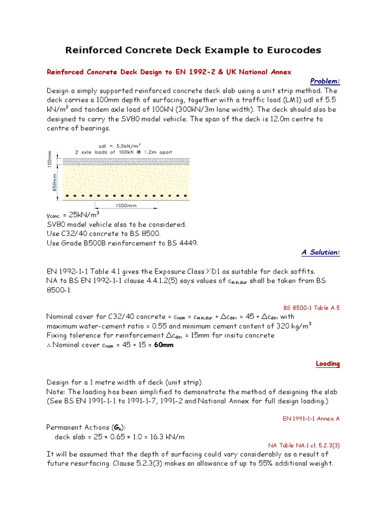 Reinforced Concrete Deck Example To Eurocodes | PDF | Reinforced ...