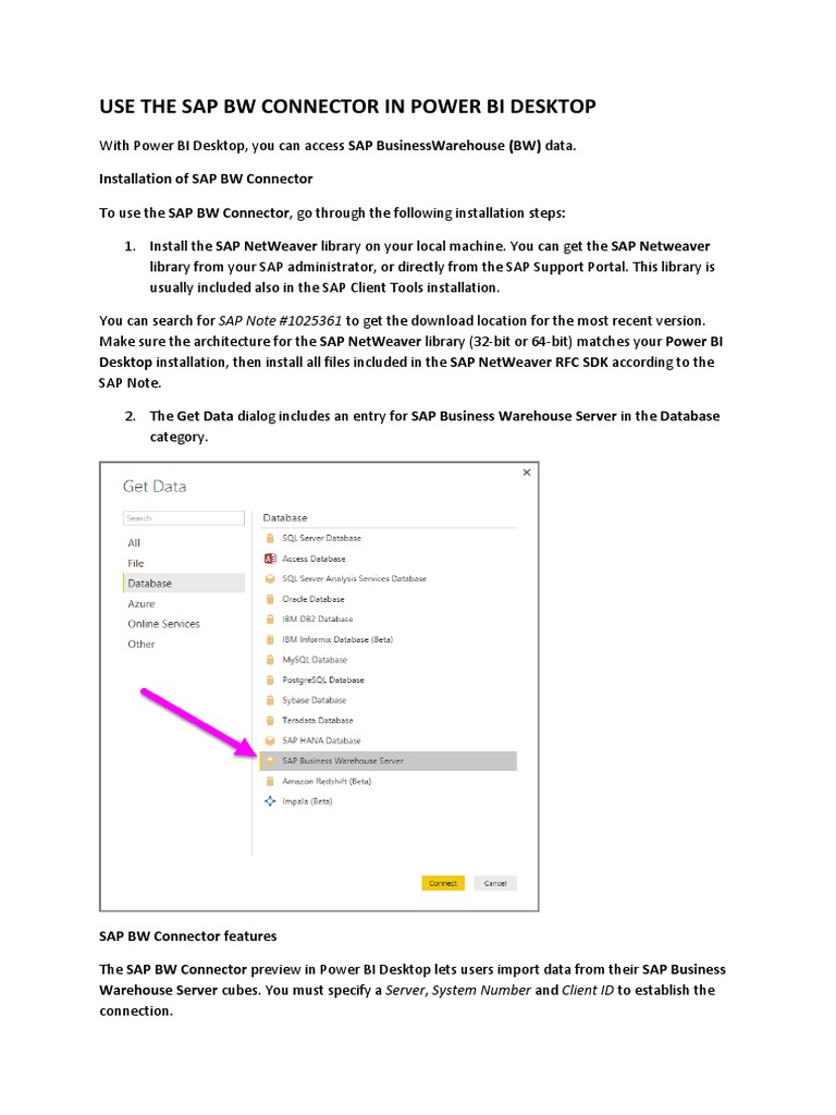 Use The Sap BW Connector in Power Bi Desktop | PDF | Computer ...