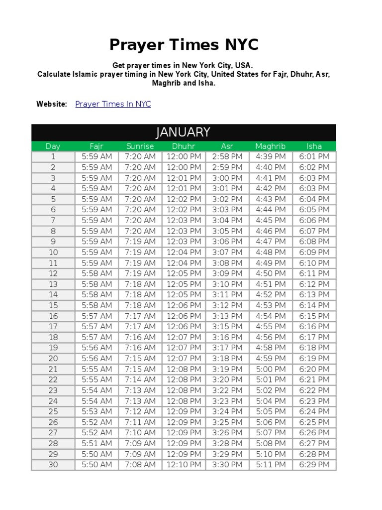 Prayer Times NYC, USA | PDF | Islamic Fundamentalism | Theocracy