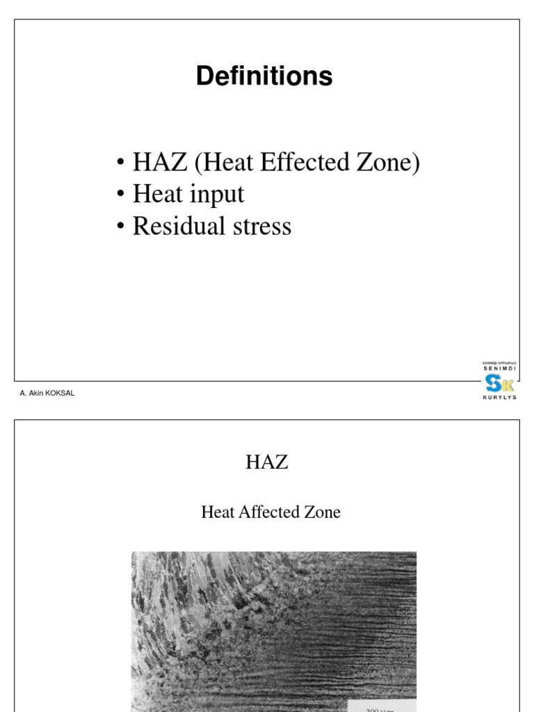 Definitions: - HAZ (Heat Effected Zone) - Heat Input - Residual Stress ...