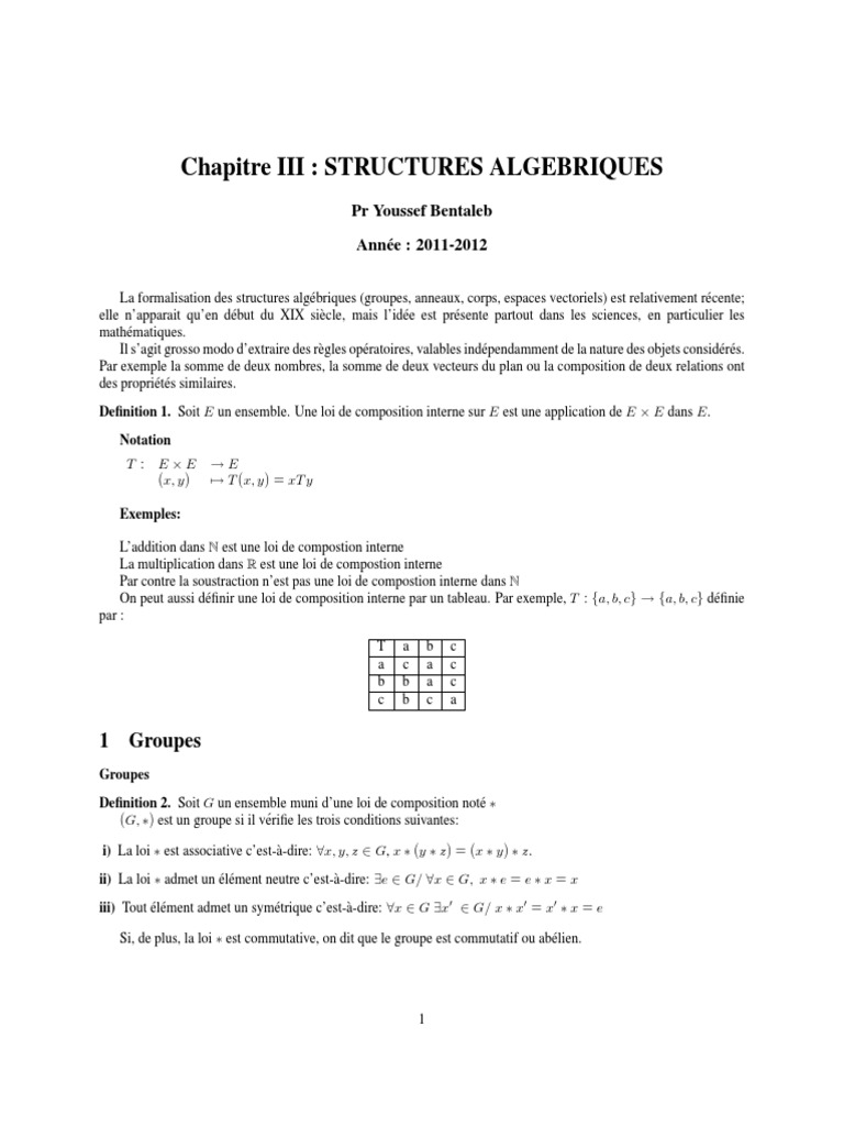 Introduction aux structures algébriques | PDF | Permutation | Groupe (Mathématiques)