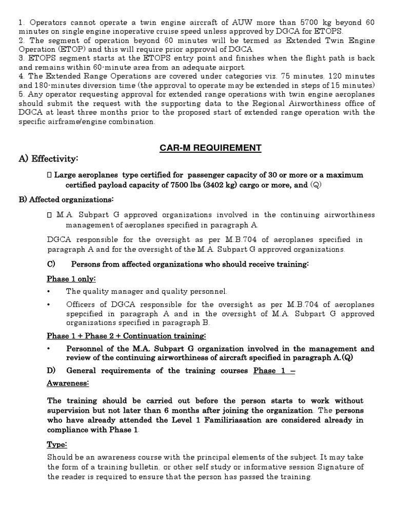 DGCA CAR-M Requirements for Fuel Tank Safety Training | PDF | Aviation ...