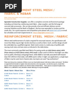 A393, A252, A193, A142 Mesh Sizes | PDF | Materials | Building Materials