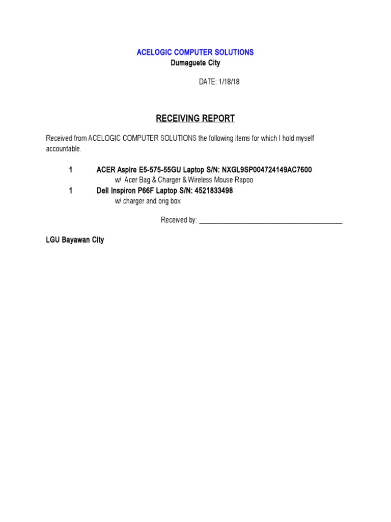 Receiving Report | PDF