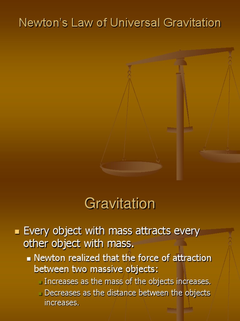 Newtons Law of Universal Gravitation | PDF | Newton's Law Of Universal ...