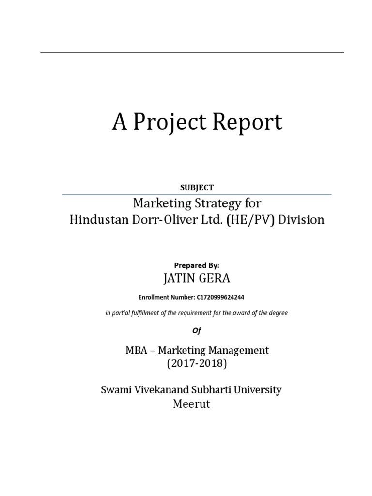 MBA Marketing Project | PDF | Strategic Management | Marketing Strategy