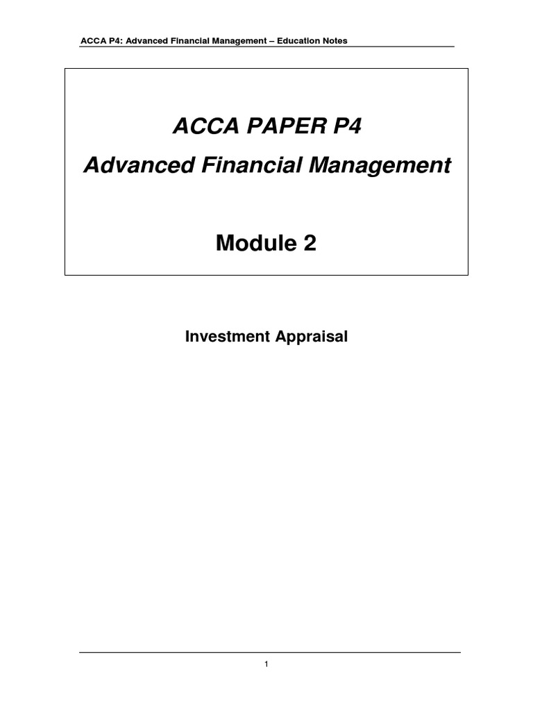 ACCA PAPER P4 Advanced Financial Management Module 2 | PDF | Money ...