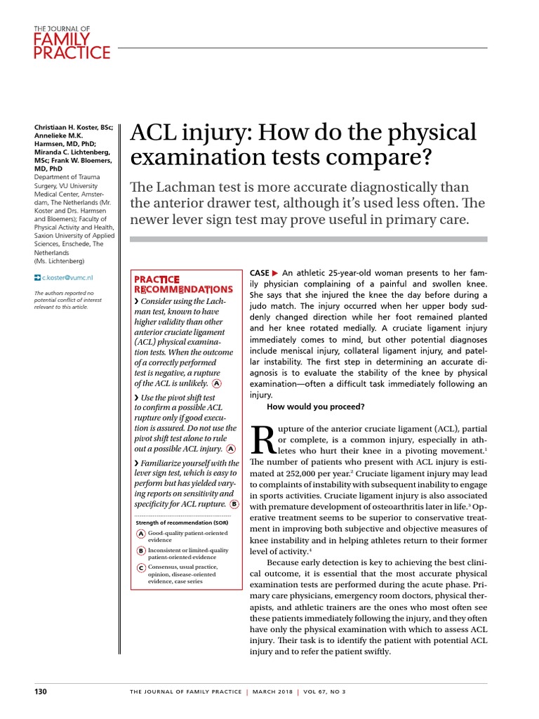 ACL Injury | PDF | Knee | Human Leg