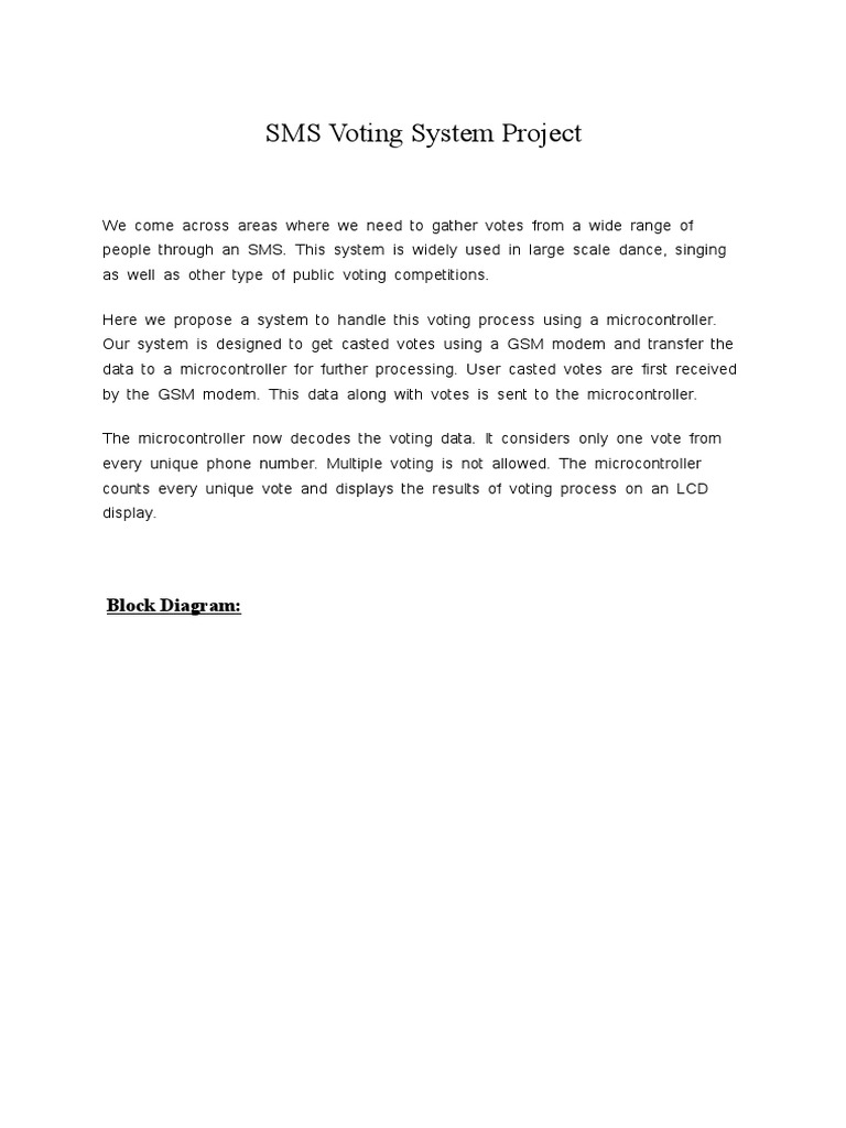 SMS Voting System Project: Block Diagram | PDF | Technology & Engineering