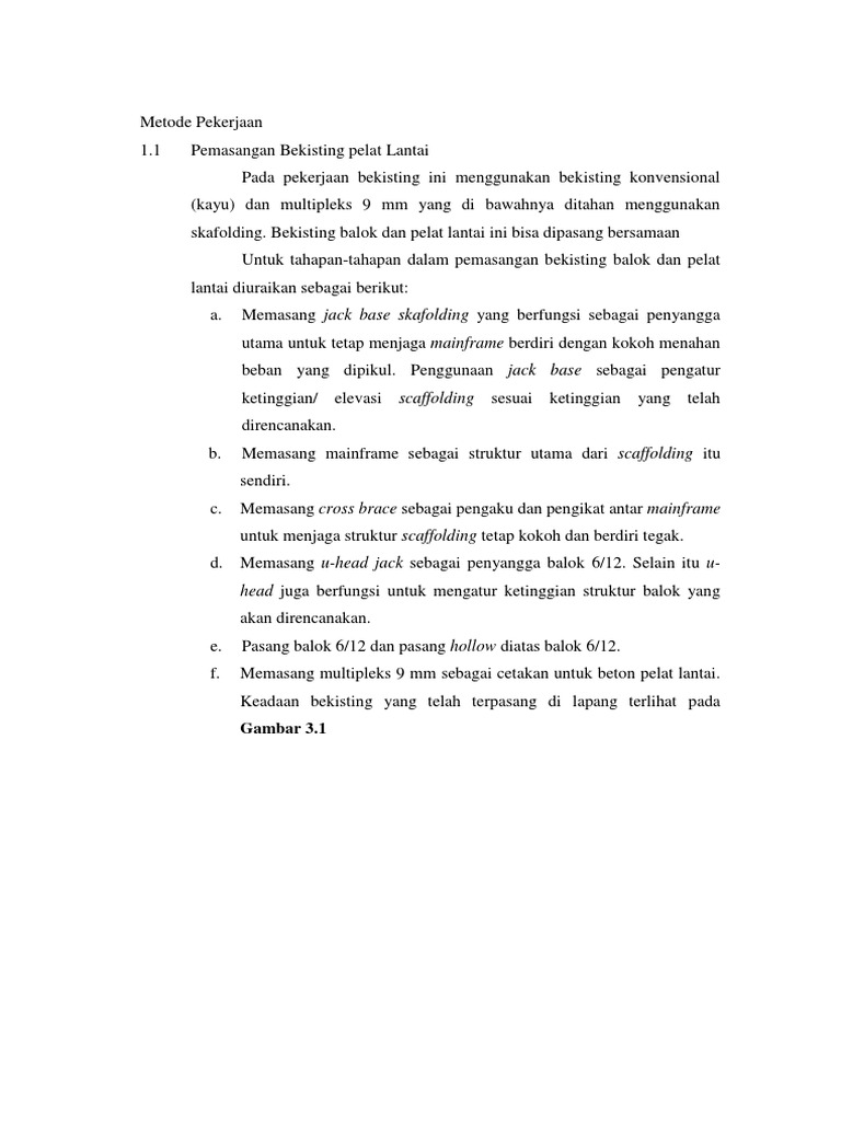 Metode Pekerjaan Lantai Dan Latei | PDF