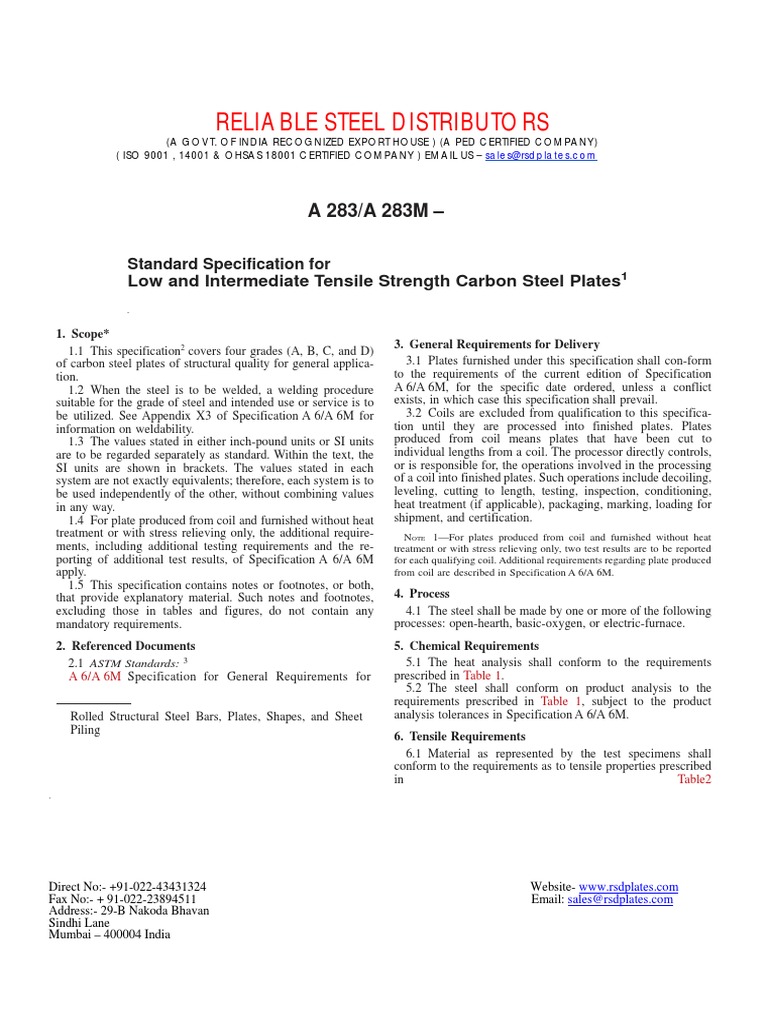 Astm A283 | PDF | Structural Steel | Specification (Technical Standard)