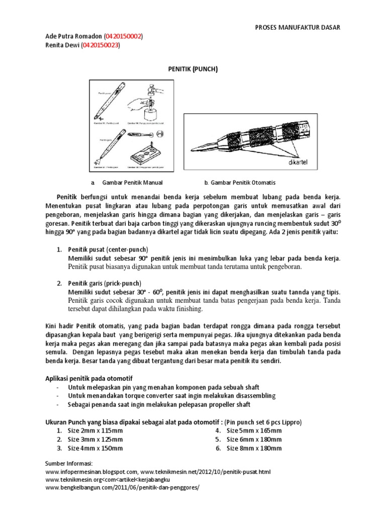 Penitik (Punch): a. Gambar Penitik Manual b. Gambar Penitik Otomatis