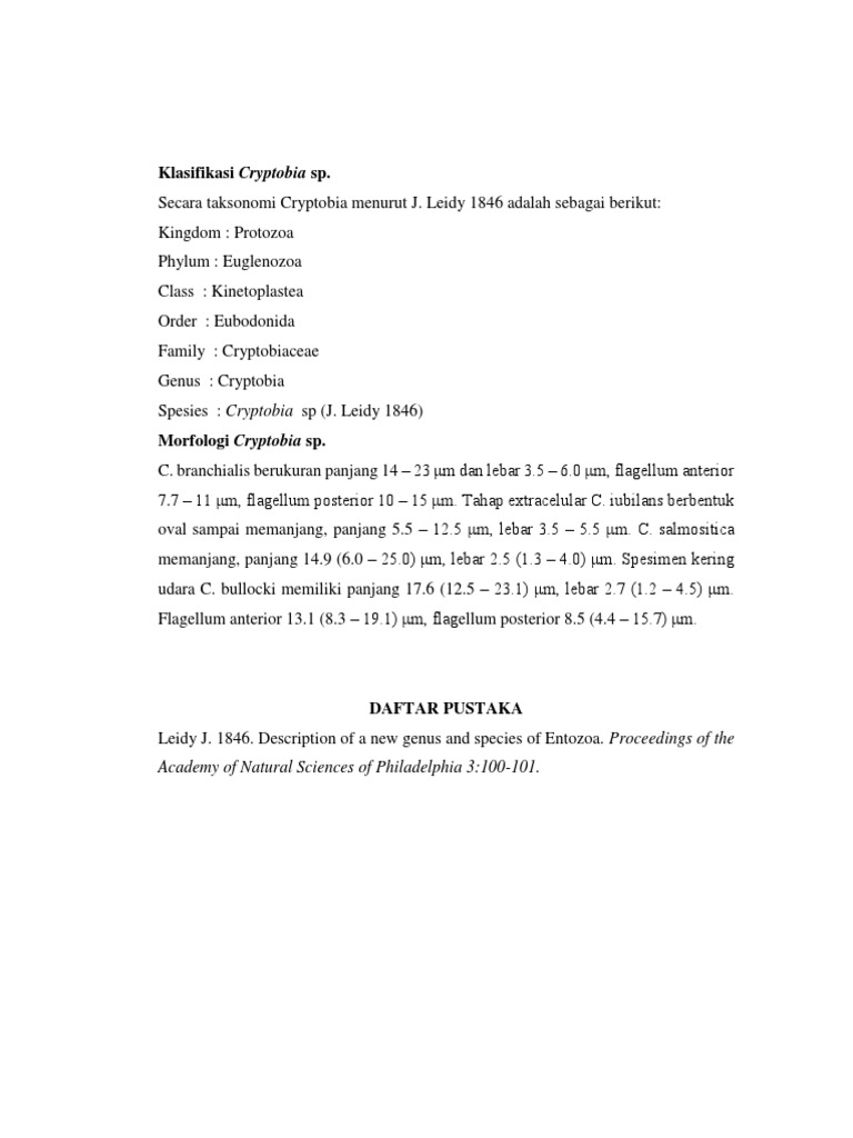 Klasifikasi dan Morfologi Cryptobia | PDF