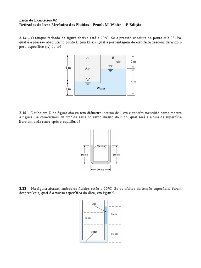 Lista Exerc 02 | PDF | Pressão | Natureza