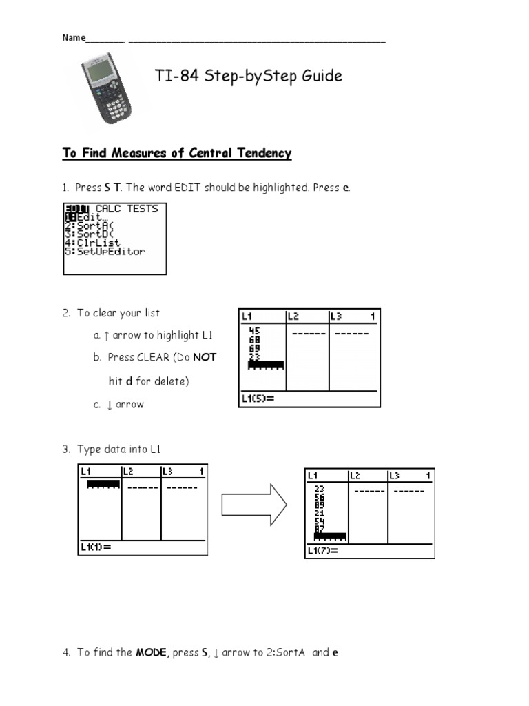 TI-84 Central Tendency Guide | PDF | Teaching Methods & Materials