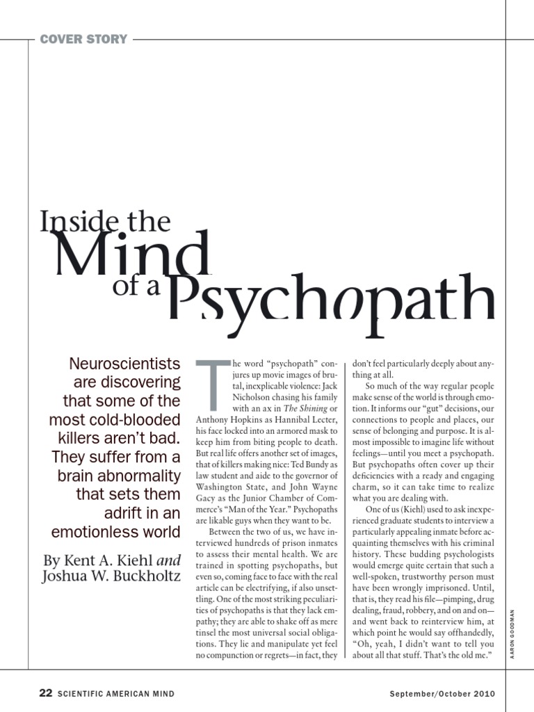 Inside The Mind of The Psychopath PDF | PDF | Psychopathy | Insular Cortex