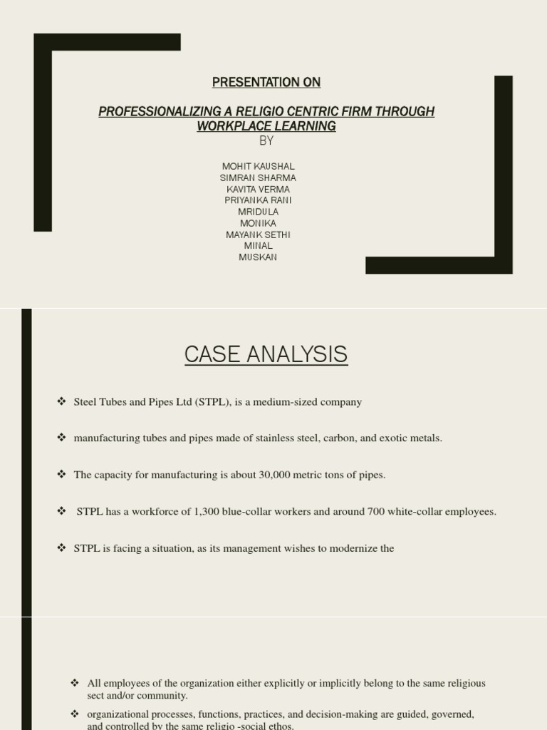 Professionalizing A Religio Centric Firm Through Workplace Learning ...