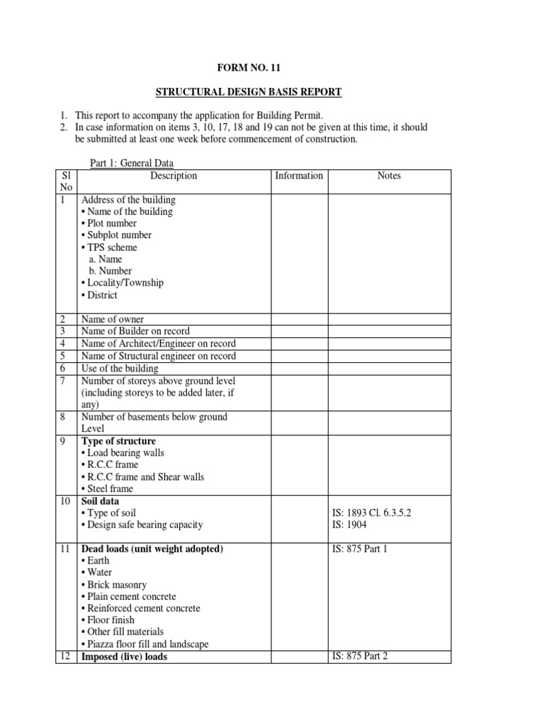 12.Form-11-Structural Design Basis Report | PDF | Framing (Construction ...
