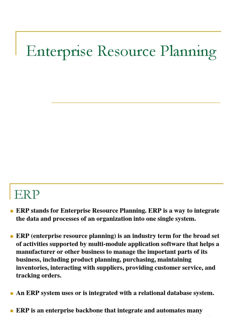 Enterprise Resource Planning | PDF | Enterprise Resource Planning ...