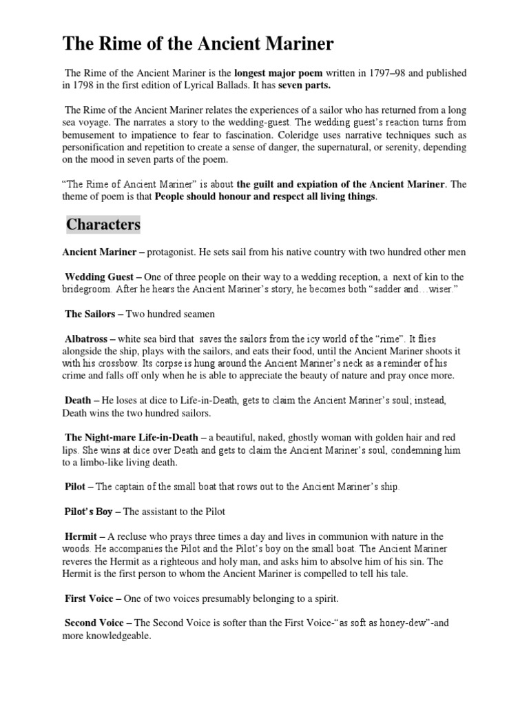 The Rime of The Ancient Mariner | PDF | Samuel Taylor Coleridge ...