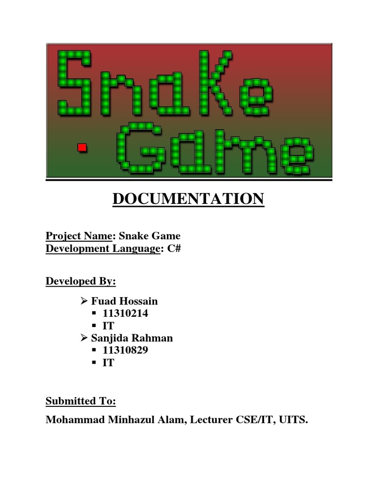 Snake Game Documentation | PDF | Graphics | Design