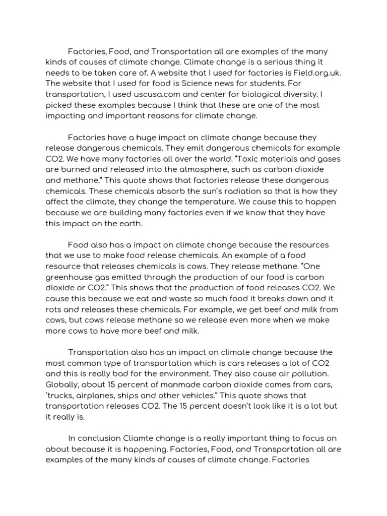 Climate Change Essay | Download Free PDF | Carbon Dioxide | Climate Change