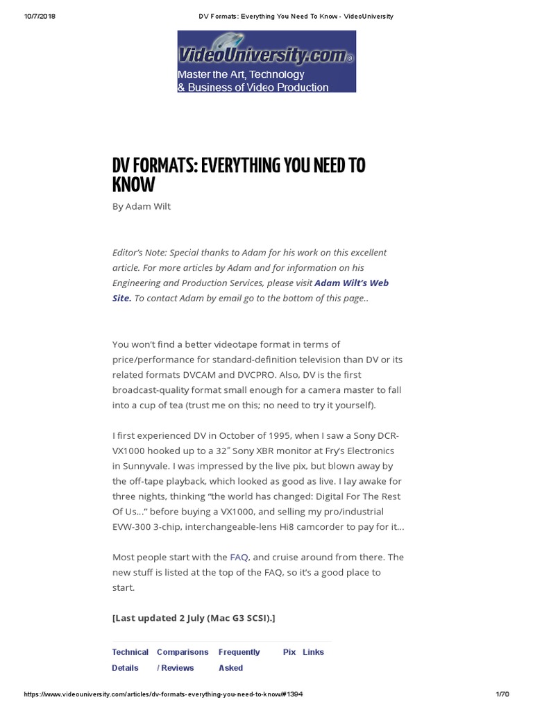 DV Formats - Everything You Need To Know | PDF | Videotape | Data ...