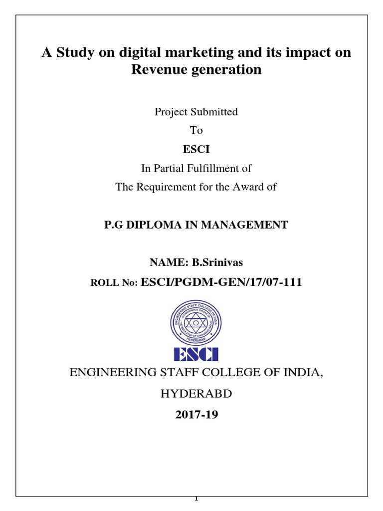A Study On Digital Marketing and Its Impact On Revenue Generation | PDF ...