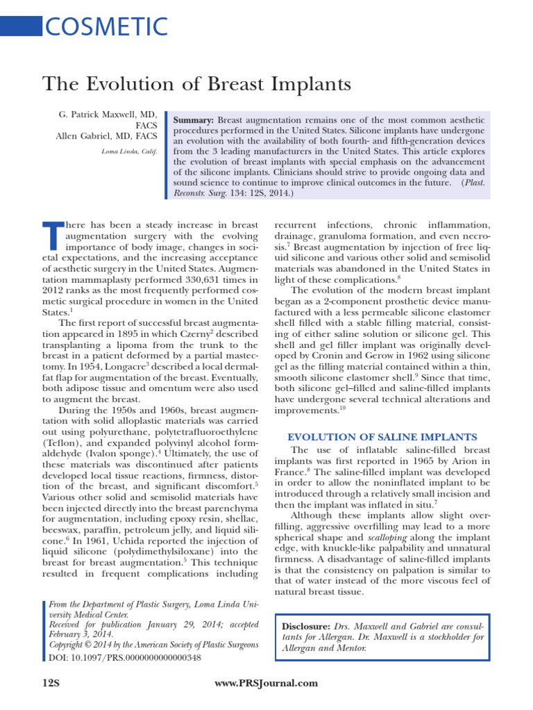 Maxwell - Evolution of Breast Implants PRS 2014 | PDF | Polymers ...